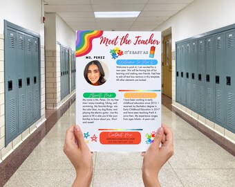 MEET THE TEACHER Template Editable Rainbow Pink - Etsy