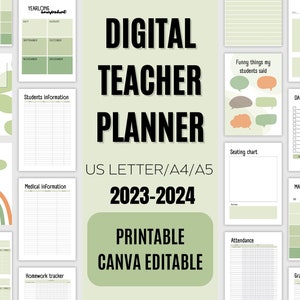 Editable Digital Teacher Planner 2023-2024 UNDATED Lesson Planner ...