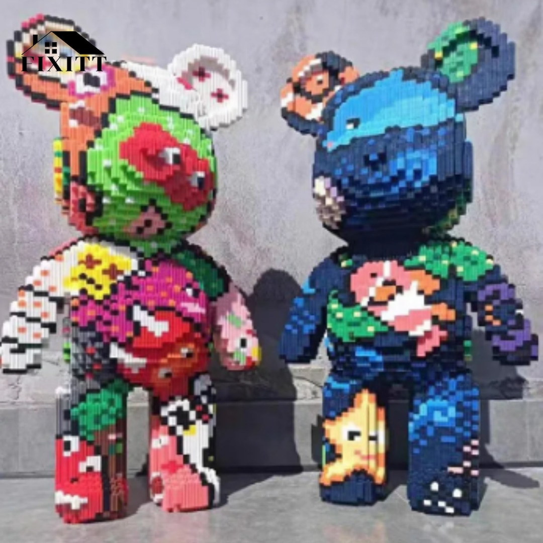 Bear Bearbrick Building Block Teddy Bear Diy Set Love - Etsy