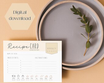 Modern Recipe Card Digital Download - Etsy