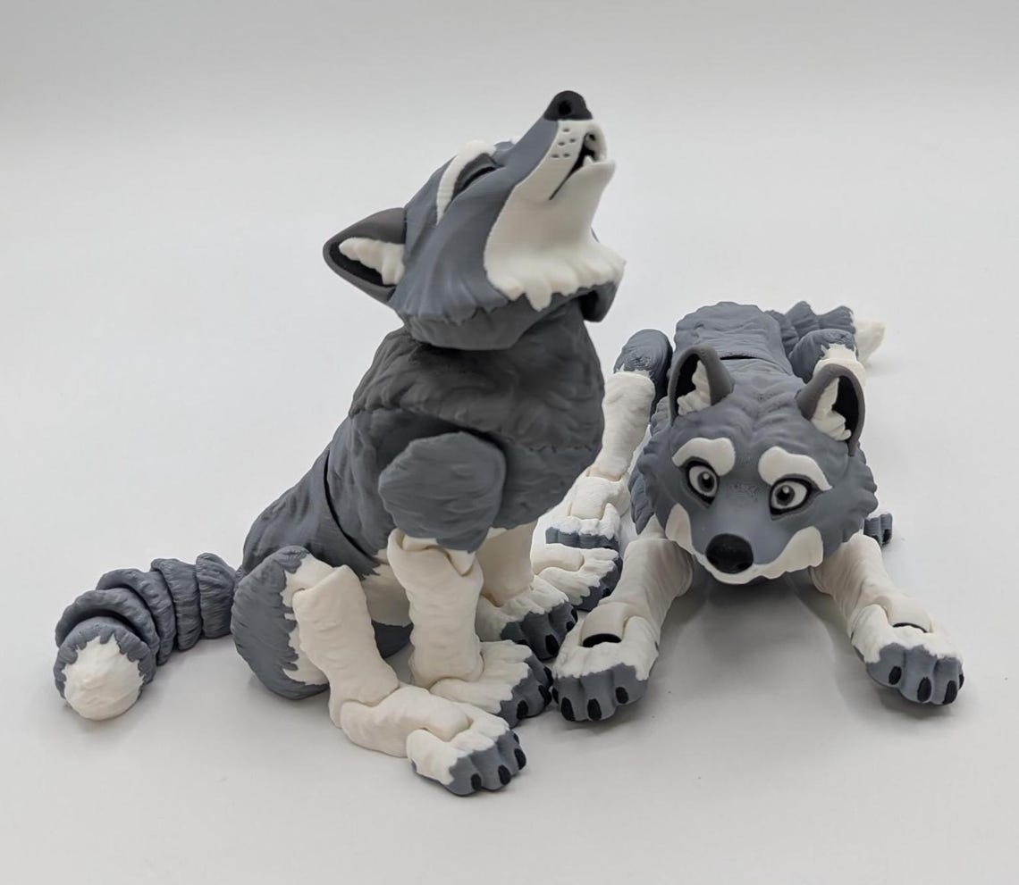 Majestic Articulated Wolf Figurine Toy - Etsy