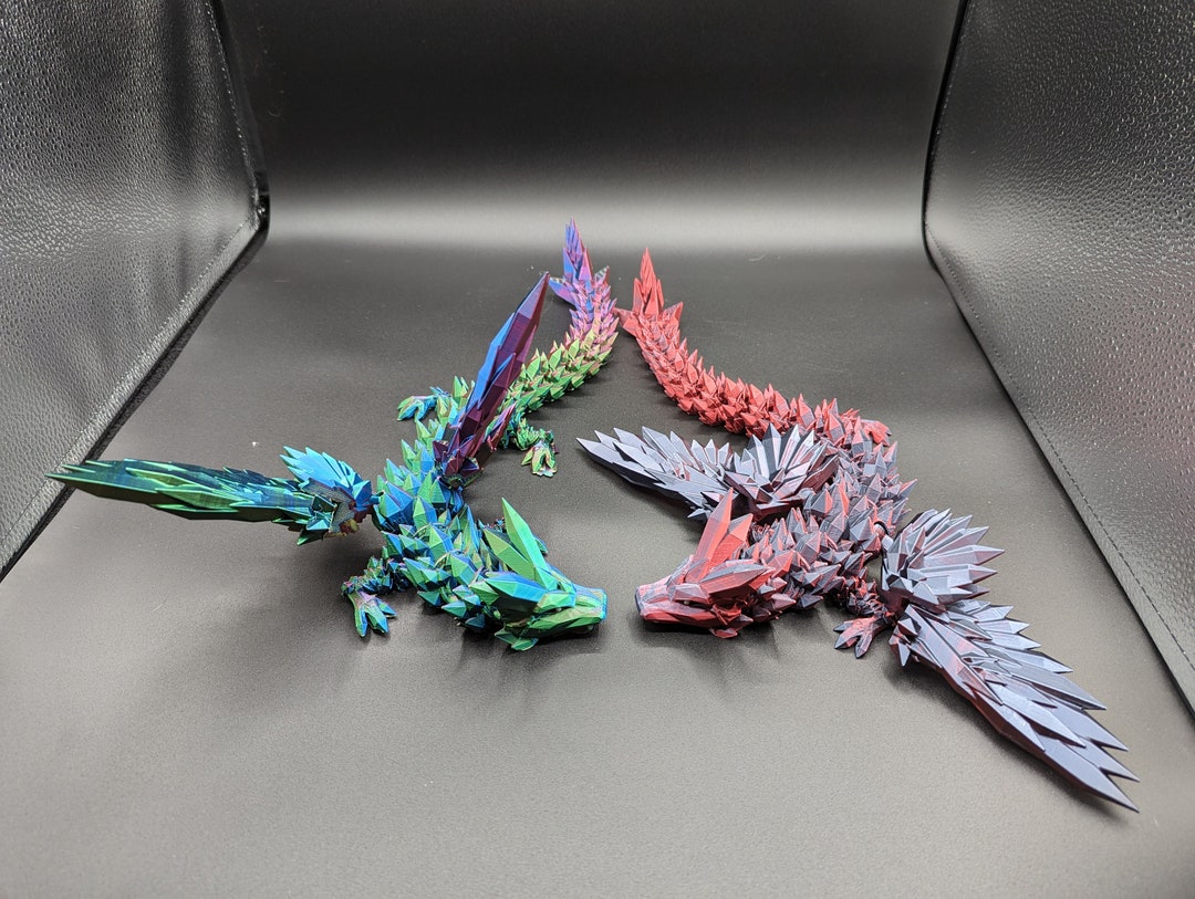 3D Printed Winged Crystal Dragon by Cinderwing a True Work - Etsy