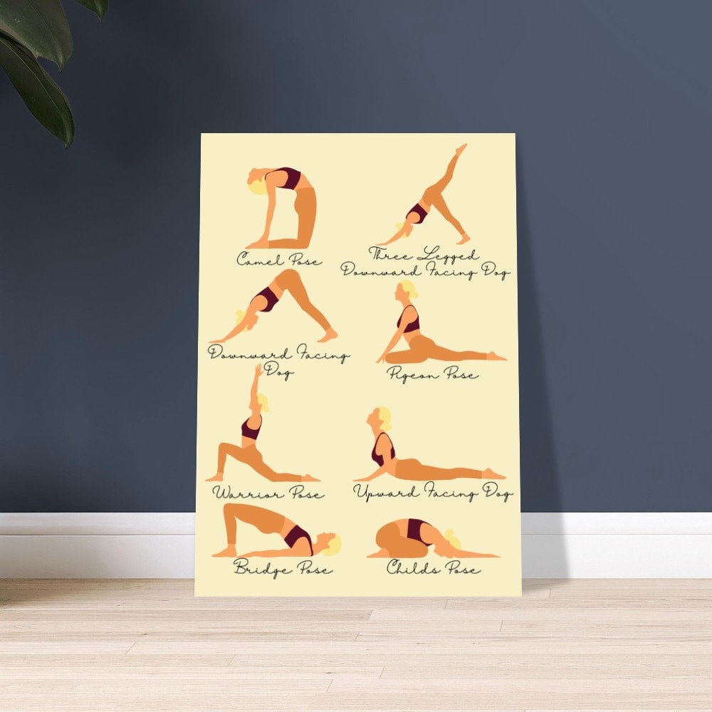Yoga Poses Poster Workout Guide Fitness Gift Inspirational - Etsy