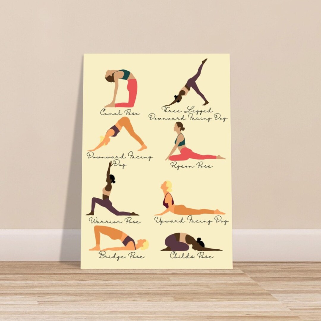 Yoga Poses Poster Workout Guide Fitness Gift Inspirational - Etsy