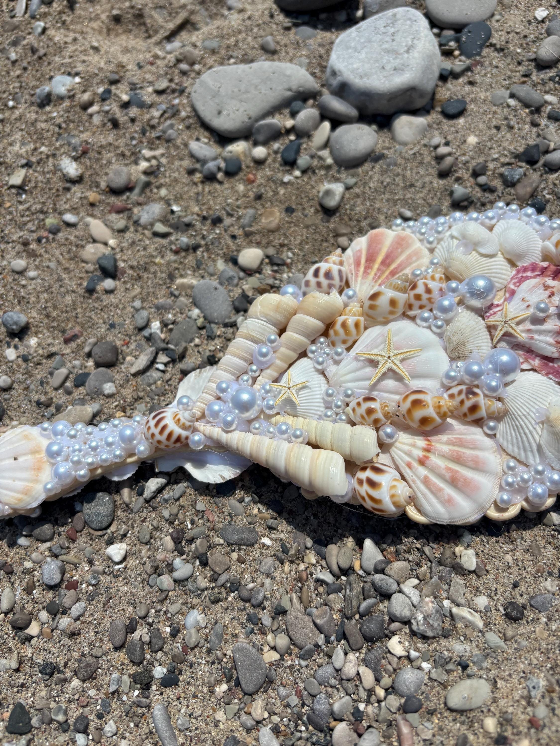 Handheld Seashell Mirror | Handmade With Authentic Shells - Etsy