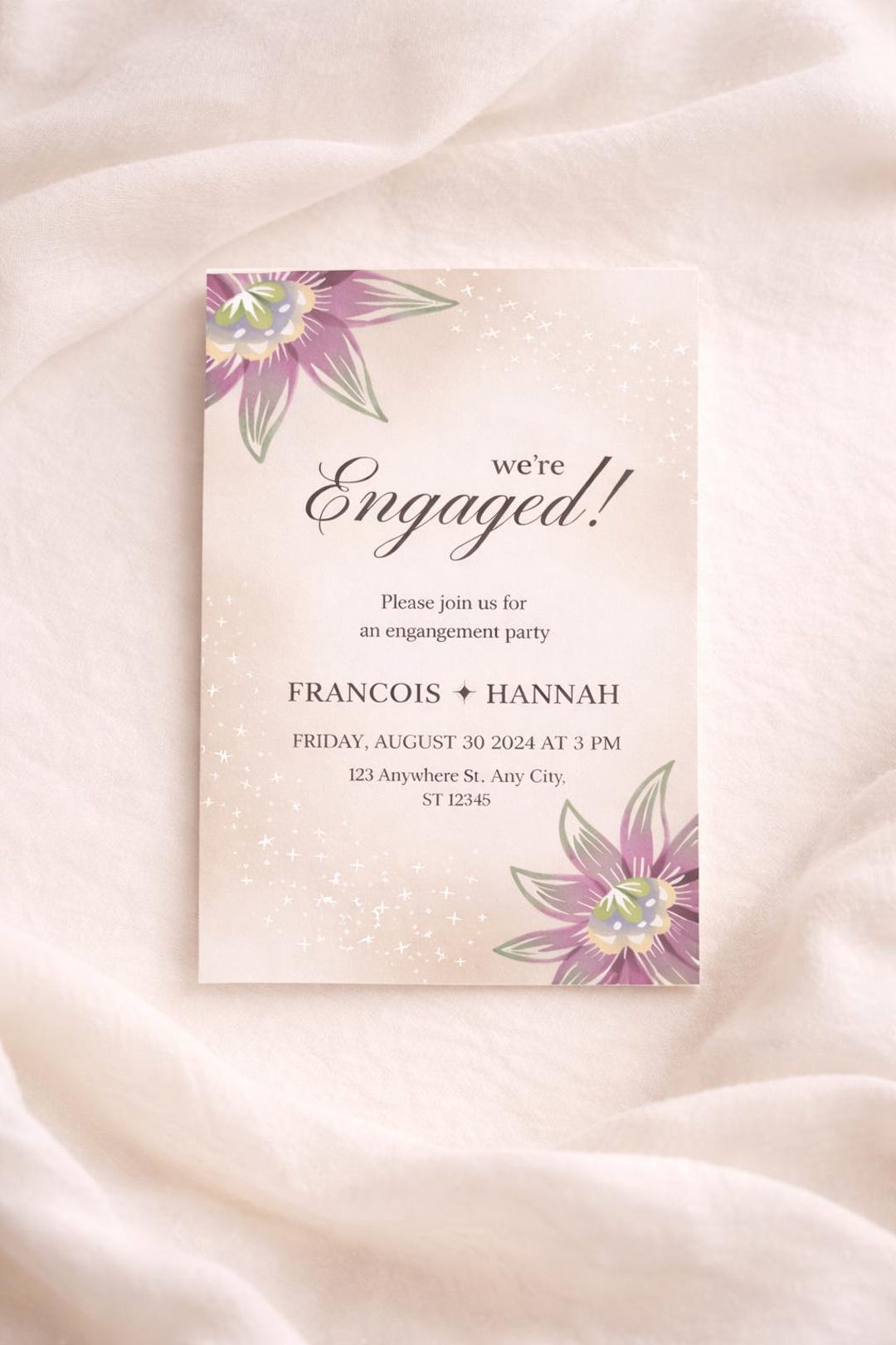 Floral Engagement Party Invitation Template | Elegant Canva Invite ...