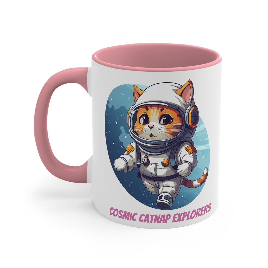 Cosmic Catnap Explorers. 4 Accent Colors Ceramic Mug 11oz Cute Space ...