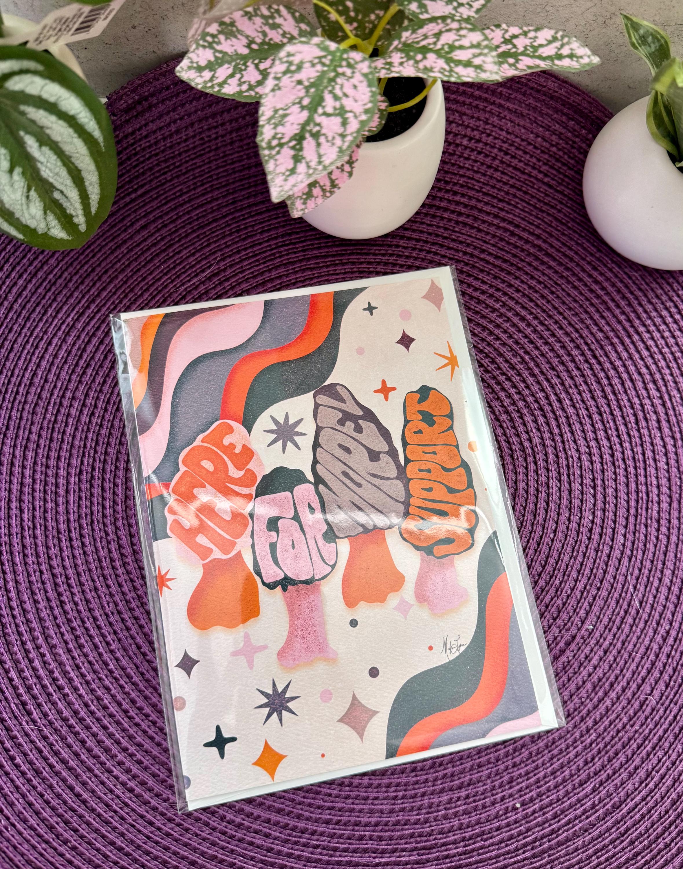 Retro Mushroom Greeting Card: Morel Support, Friendship Card - Etsy