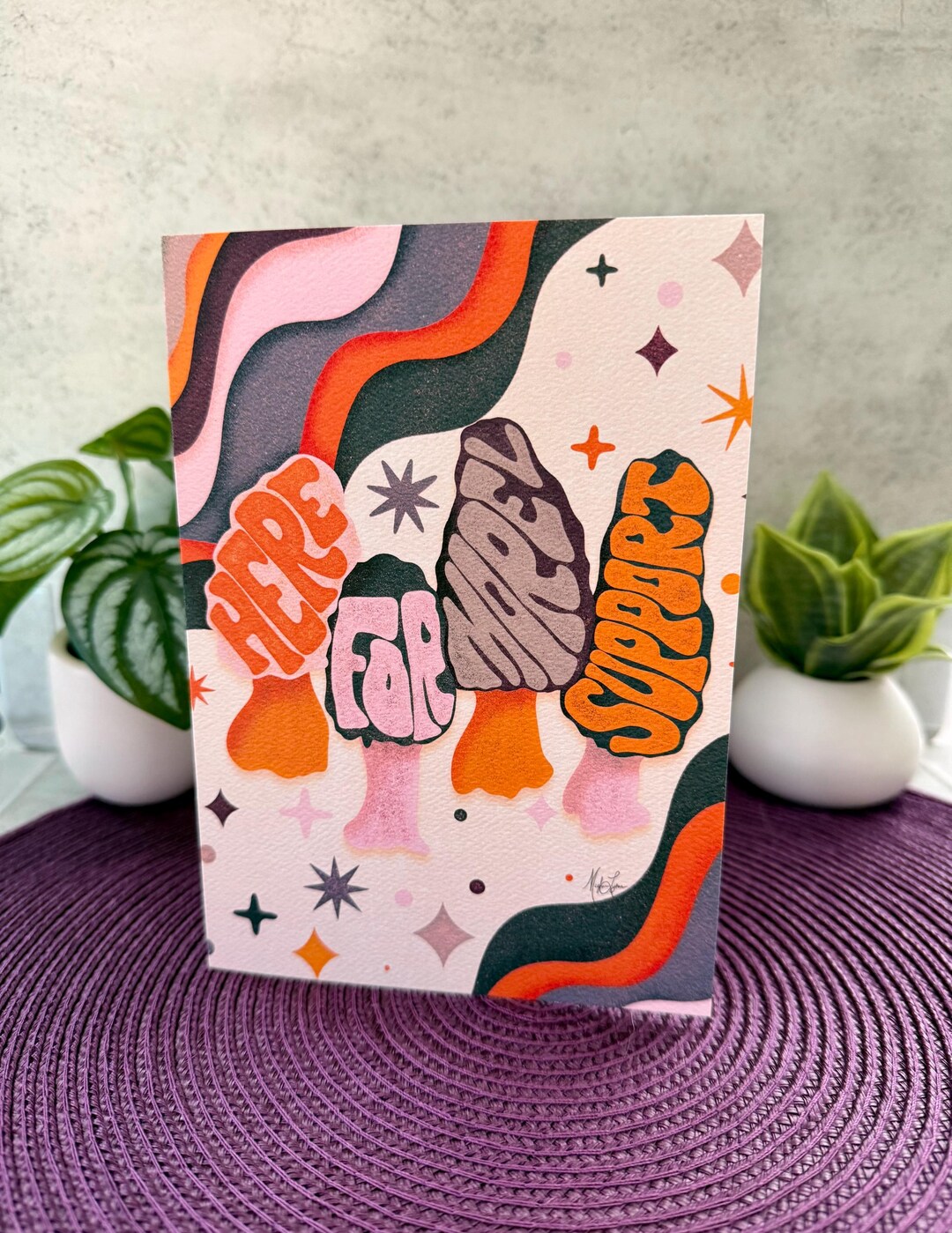 Retro Mushroom Greeting Card: Morel Support, Friendship Card - Etsy