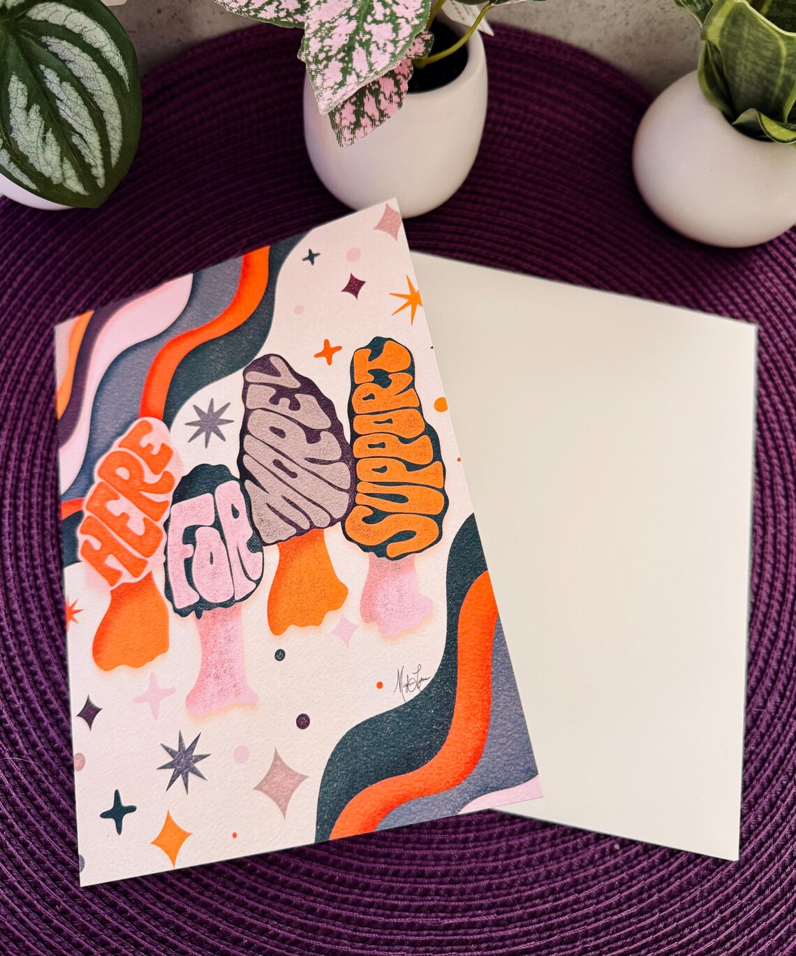 Retro Mushroom Greeting Card: Morel Support, Friendship Card - Etsy