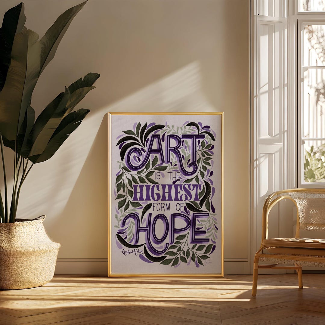 Inspirational Art Print: Hand-lettered Hope & Colorful Leaves (8x10) - Etsy