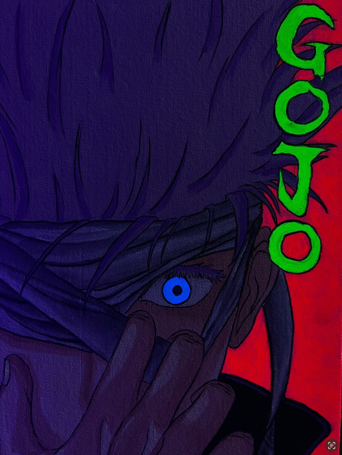 Gojo Satoru Neon Painting on Canvas Panel, Glow Effect Under the UV ...