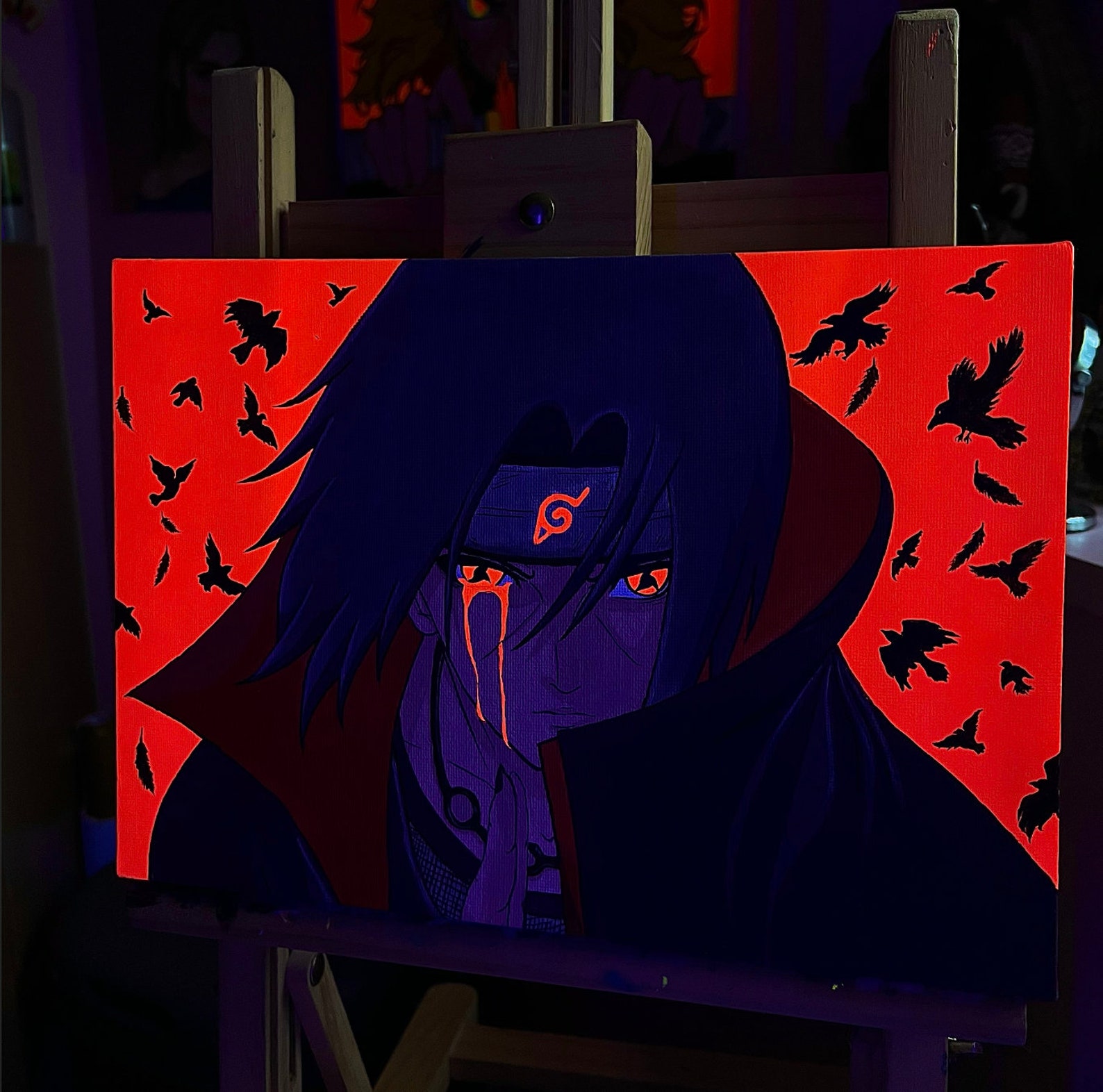 Itachi Uchiha Neon Painting Effect Under the UV LIGHT ONLY. 3 Tapes Are ...