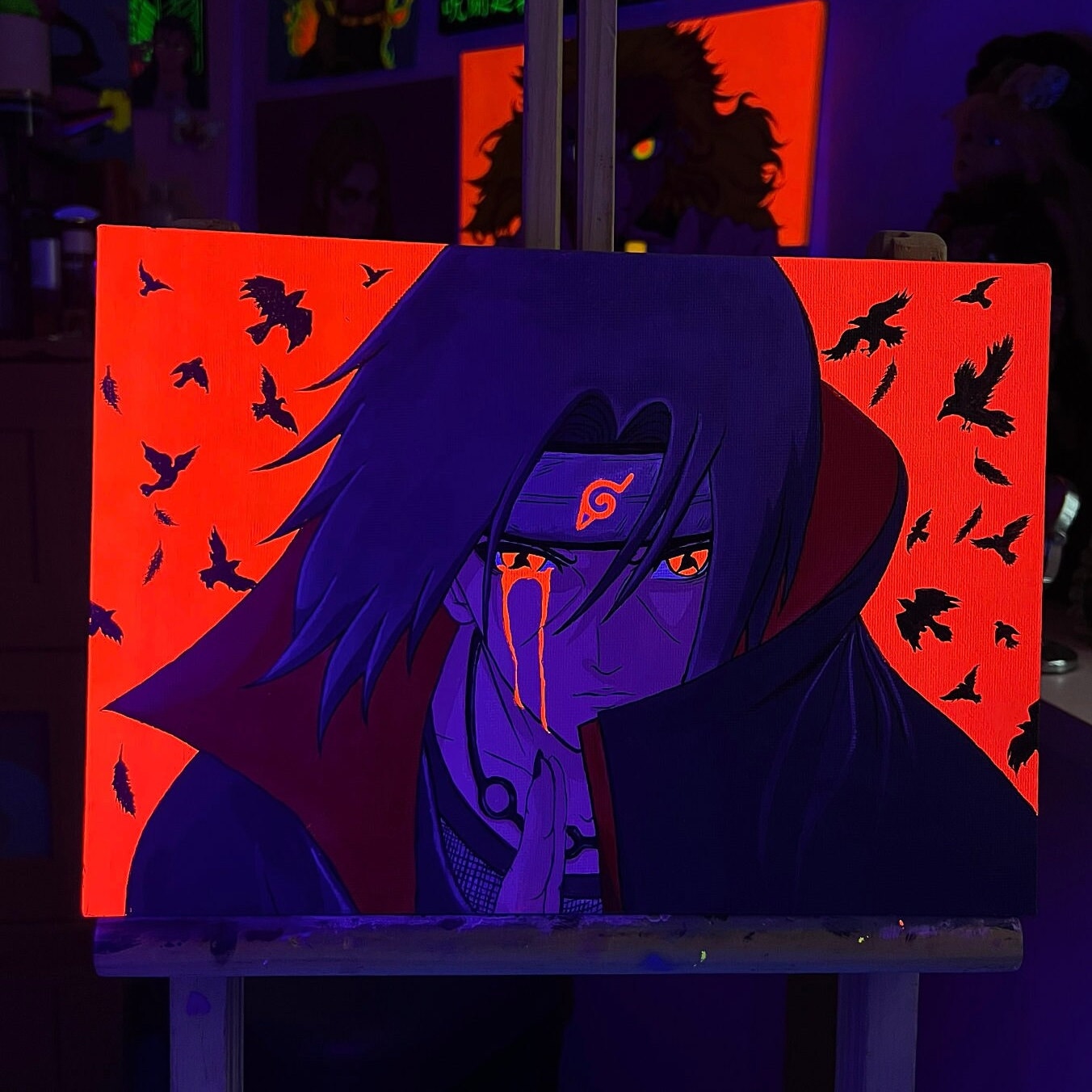 Itachi Uchiha Neon Painting Effect Under the UV LIGHT ONLY. 3 Tapes Are ...