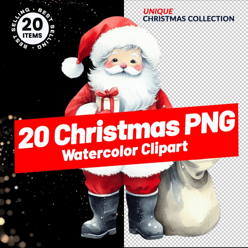 Watercolor Santa Clipart Bundle 20 Christmas PNG Images Digital ...