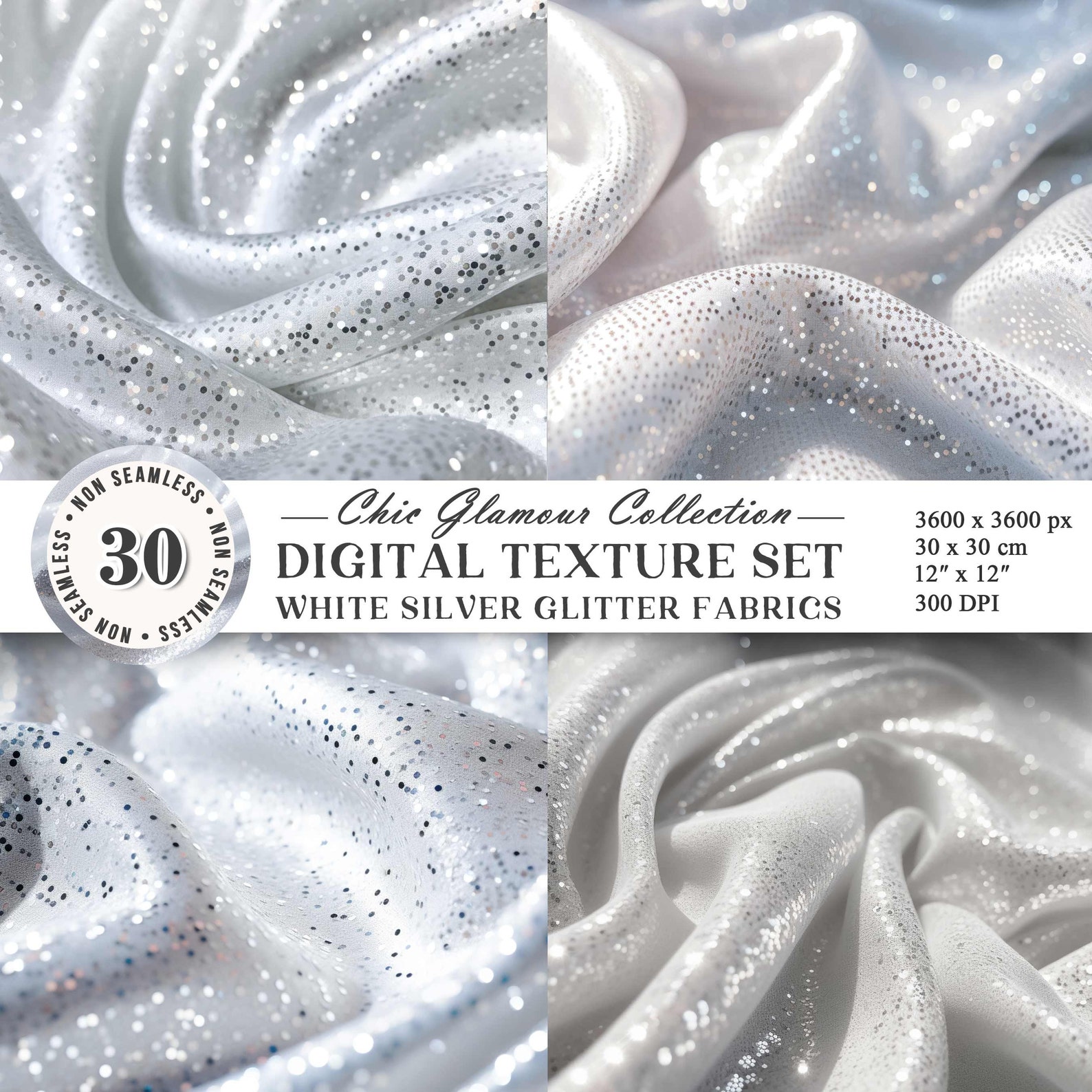 Chic Digital Textures: 30 Glamour Fabric Backdrops, Sequins, Glitter ...