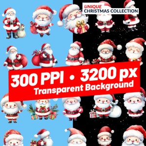 Watercolor Santa Clipart Bundle 20 Christmas PNG Images Digital ...