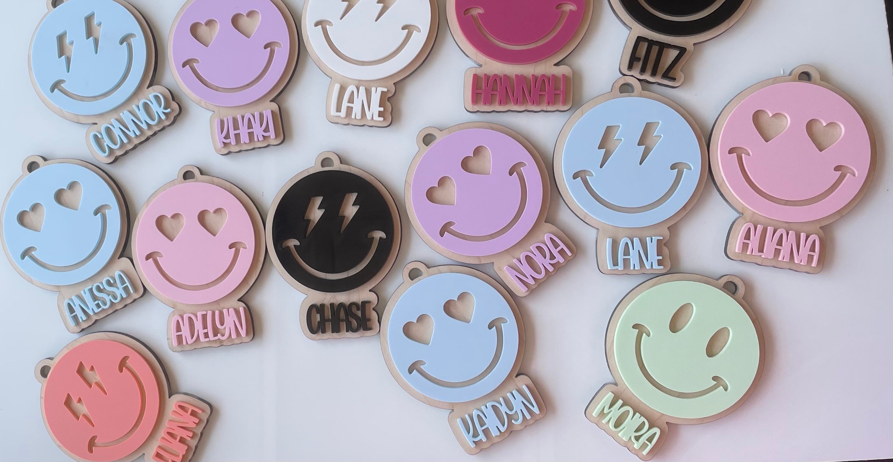 Smiley Face Name Tag, Backpack Tags, Luggage Tags, Easter Backet Tags ...