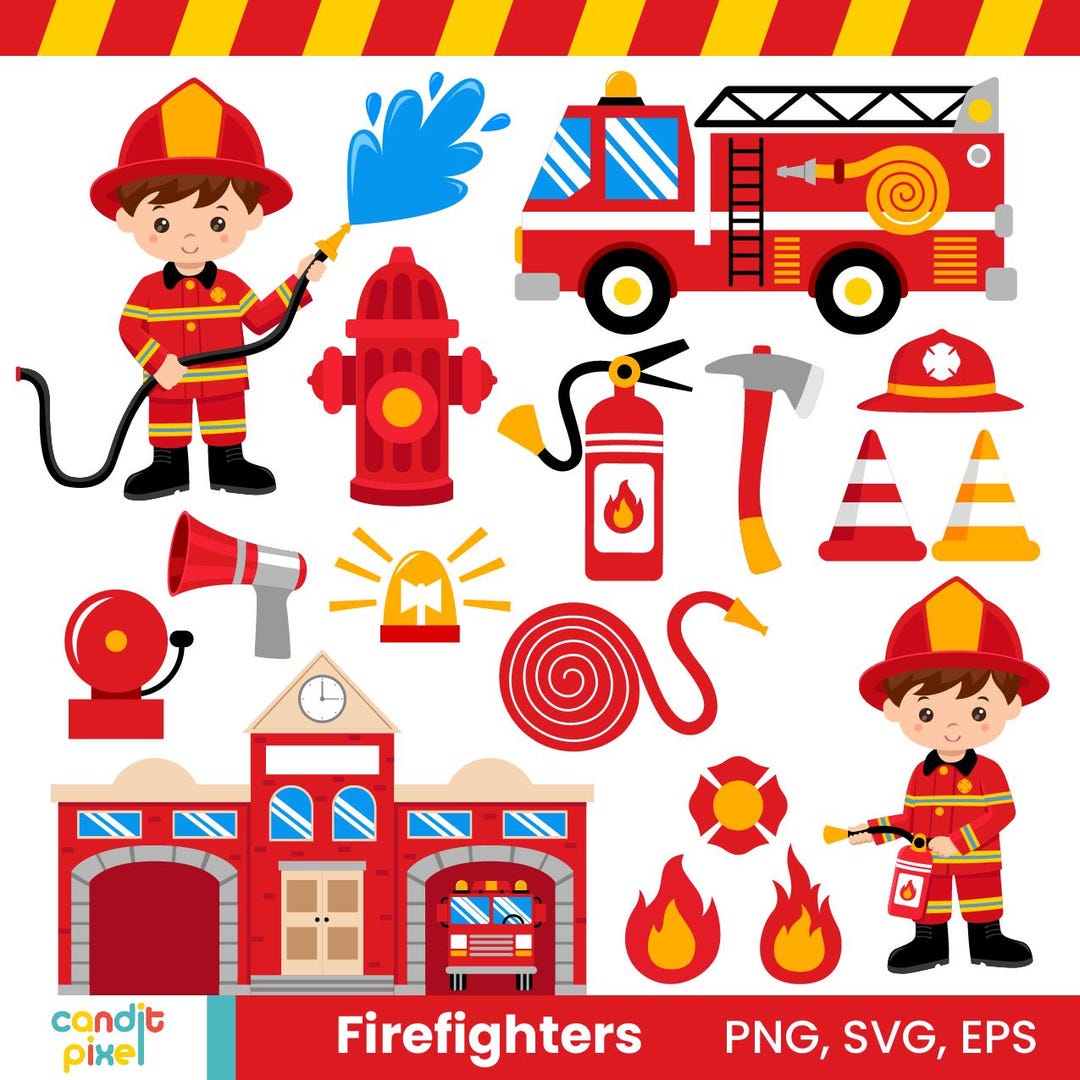Firefighters Digital Clipart, Fireman Clipart, Firefighters Vector ...