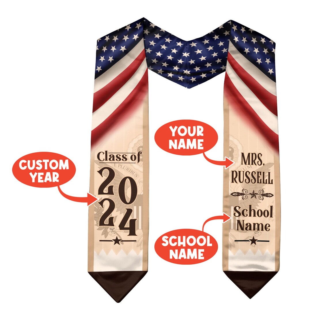 Personalized Graduation Stole Class of 2024, Teacher Graduation Stole ...