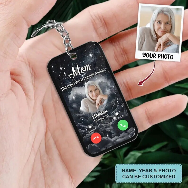 Personalized Memorial Keychain, the Call I Wish I Could Make, Photo ...