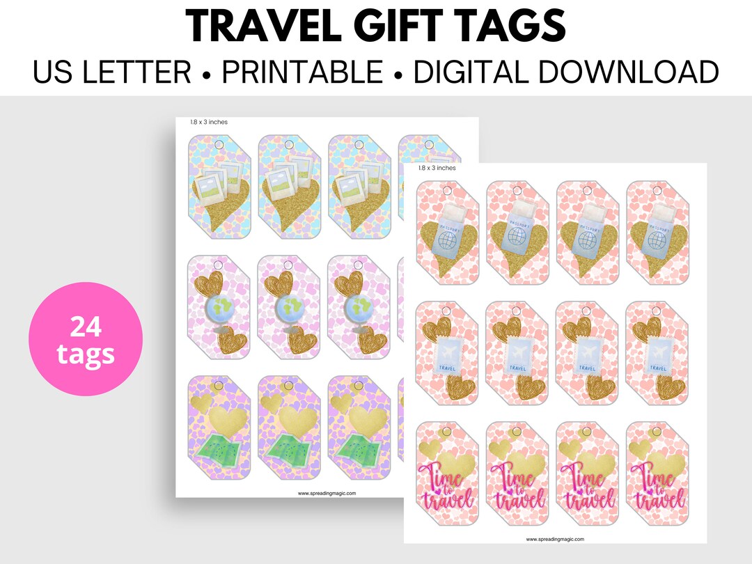 Travel Gift Tags Travel Printables Travel Valentines - Etsy