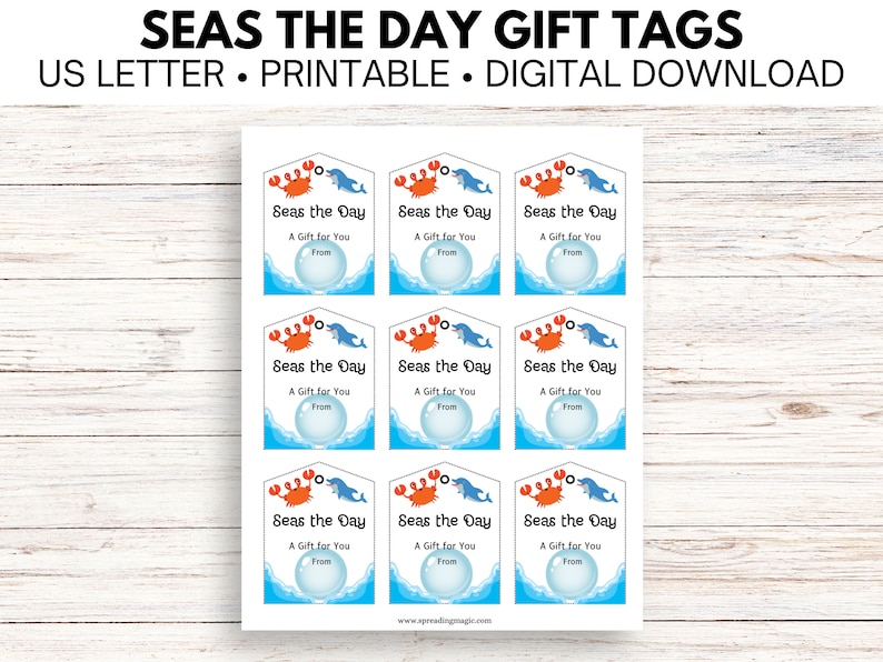 Seas the Day Gift Tags | Cruise Gift Tags | Fish Extender Tags - Etsy