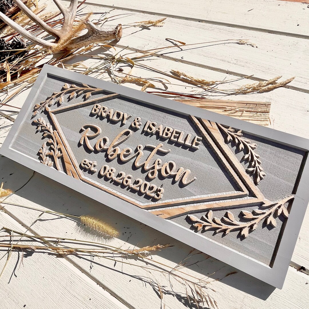 Modern Geometric Name Sign Wedding Gift Home Decor Christmas ...