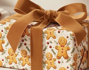 Nostalgic Vintage Gingerbread Man Gift Wrap, Christmas Gift Wrap ...