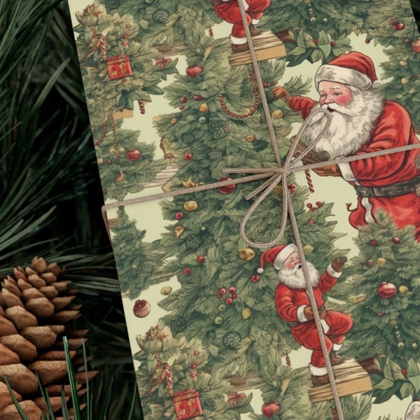 Vintage Christmas Wrapping Paper Christmas Gift Wrap Vintage Santa ...