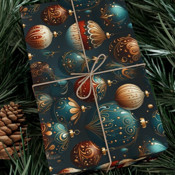 Red Gold Wrapping Paper - Etsy