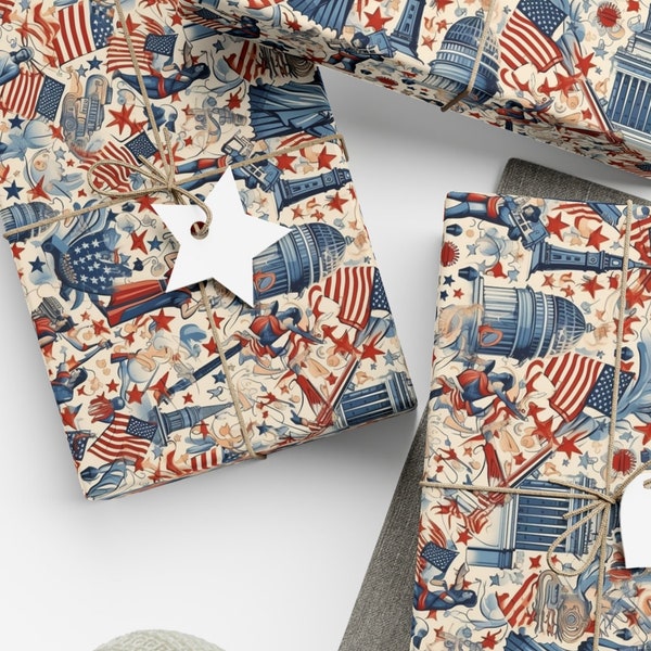American Flag Wrapping Paper - Etsy
