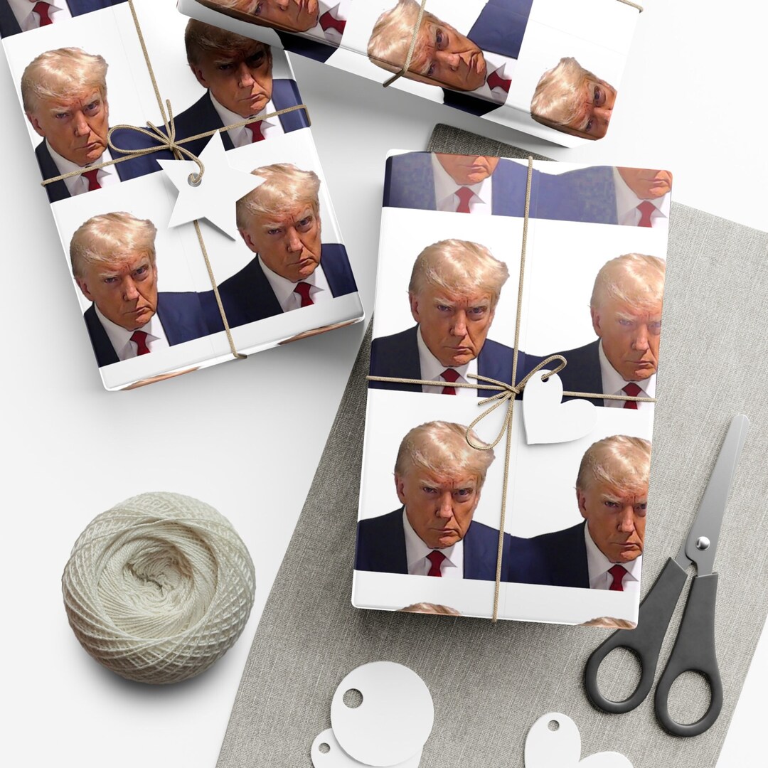 Donald Trump Mugshot Gift Wrap Paper Roll Trump Mugshot Wrapping Paper ...