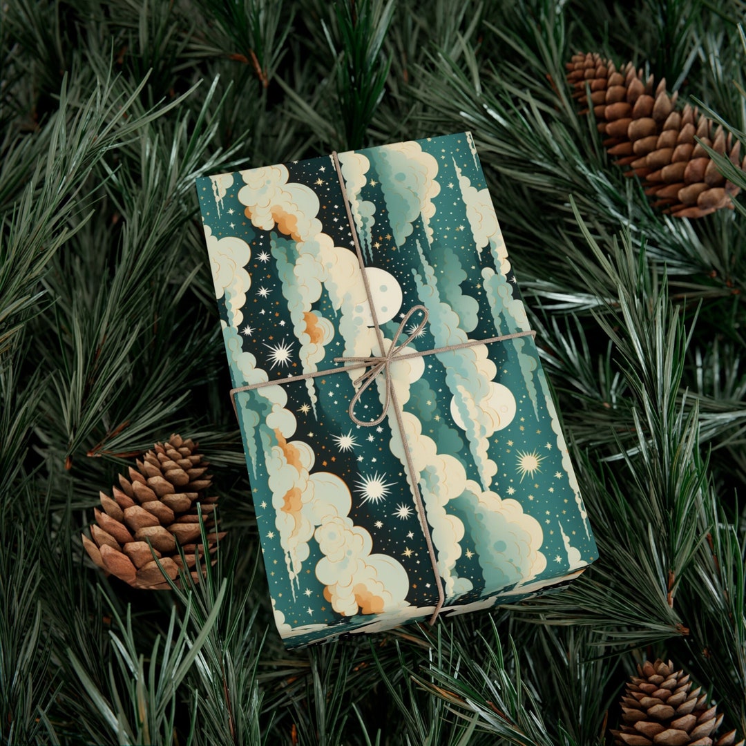 Starry Night Gift Wrapping Paper Sky Star Gift Wrap Moon Clouds Thick ...