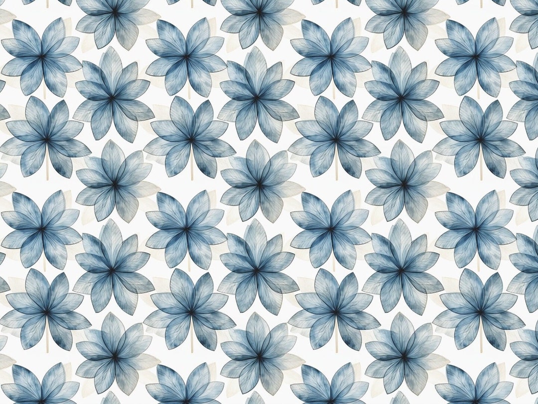 Blue White Flower Wrapping Paper Floral Pattern Gift Wrap Blue ...