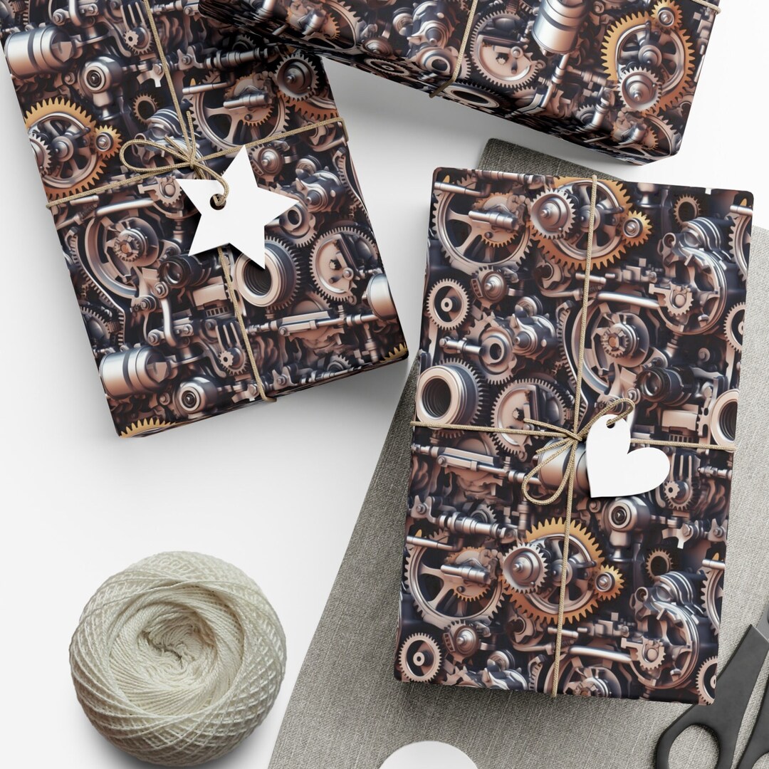 Mechanical Gift Wrapping Paper Machine Gears Cogs Cylinders Wheels ...