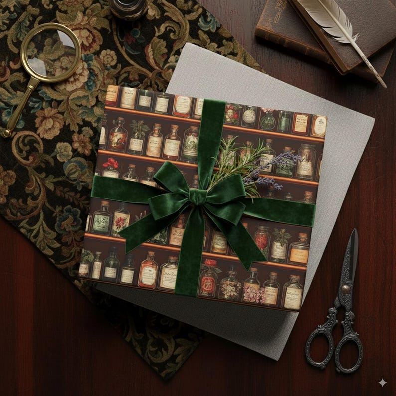 Victorian Apothecary Wrapping Paper: Vintage Floral Parfum Gift Wrap - Etsy
