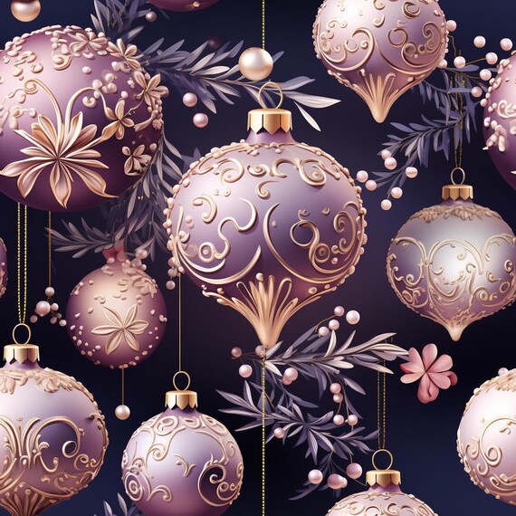 Christmas Wrapping Paper Purple on Purple Gold Royal Purple Pink Holiday Gift Wrap Roll Christmas Ornament Intricate Luxurious Rose Gold Etsy Canada