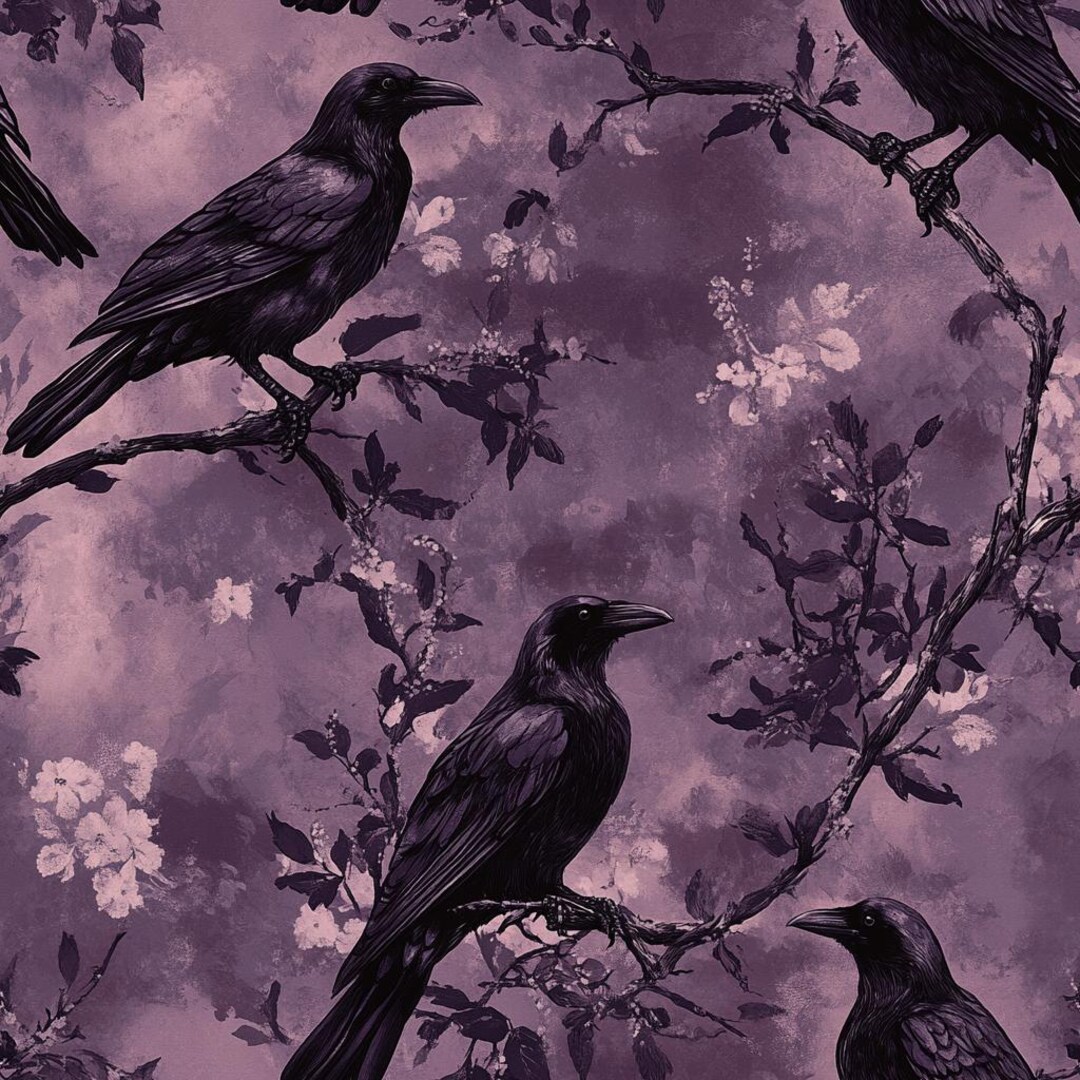 Purple Raven Wrapping Paper Deep Purple Gift Wrap Dark Bird Gift Wrap ...