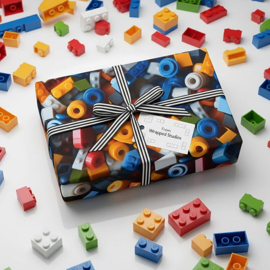 Lego Wrapping Paper Colorful Building Block Gift Wrap Paper Plastic ...