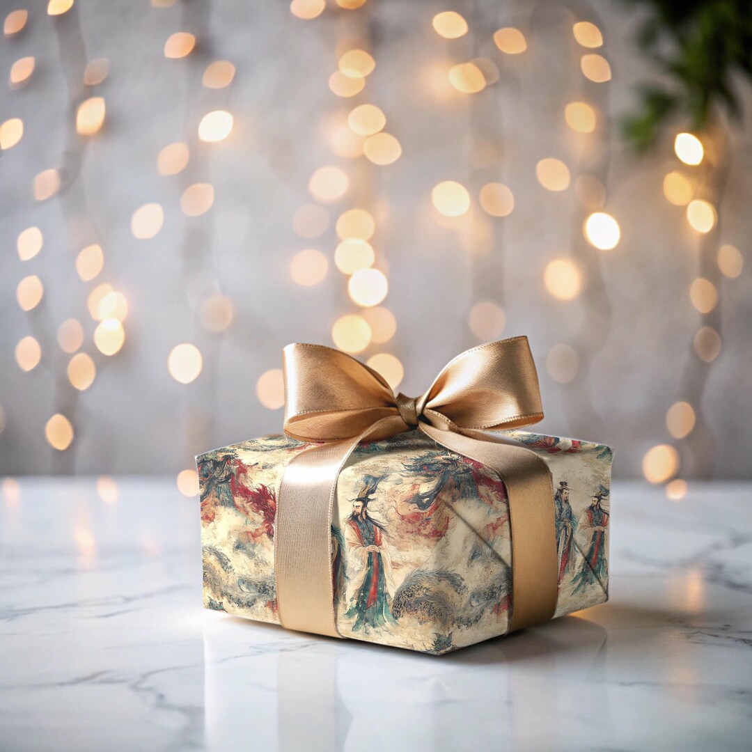 Mythical Dragon Gift Wrap: Elegant Asian Art Wrapping Paper - Etsy