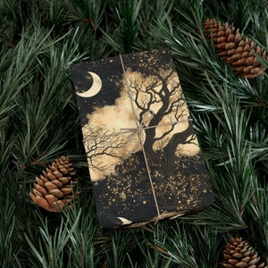 Enchanted Forest Wrapping Paper Moonlit Trees Gift Wrap Nature Night ...
