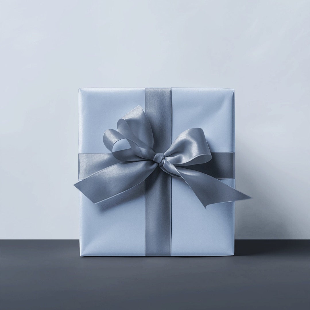 Cerulean Blue Gift Wrap: Elegant Solid Color Wrapping Paper, Grey Blue ...