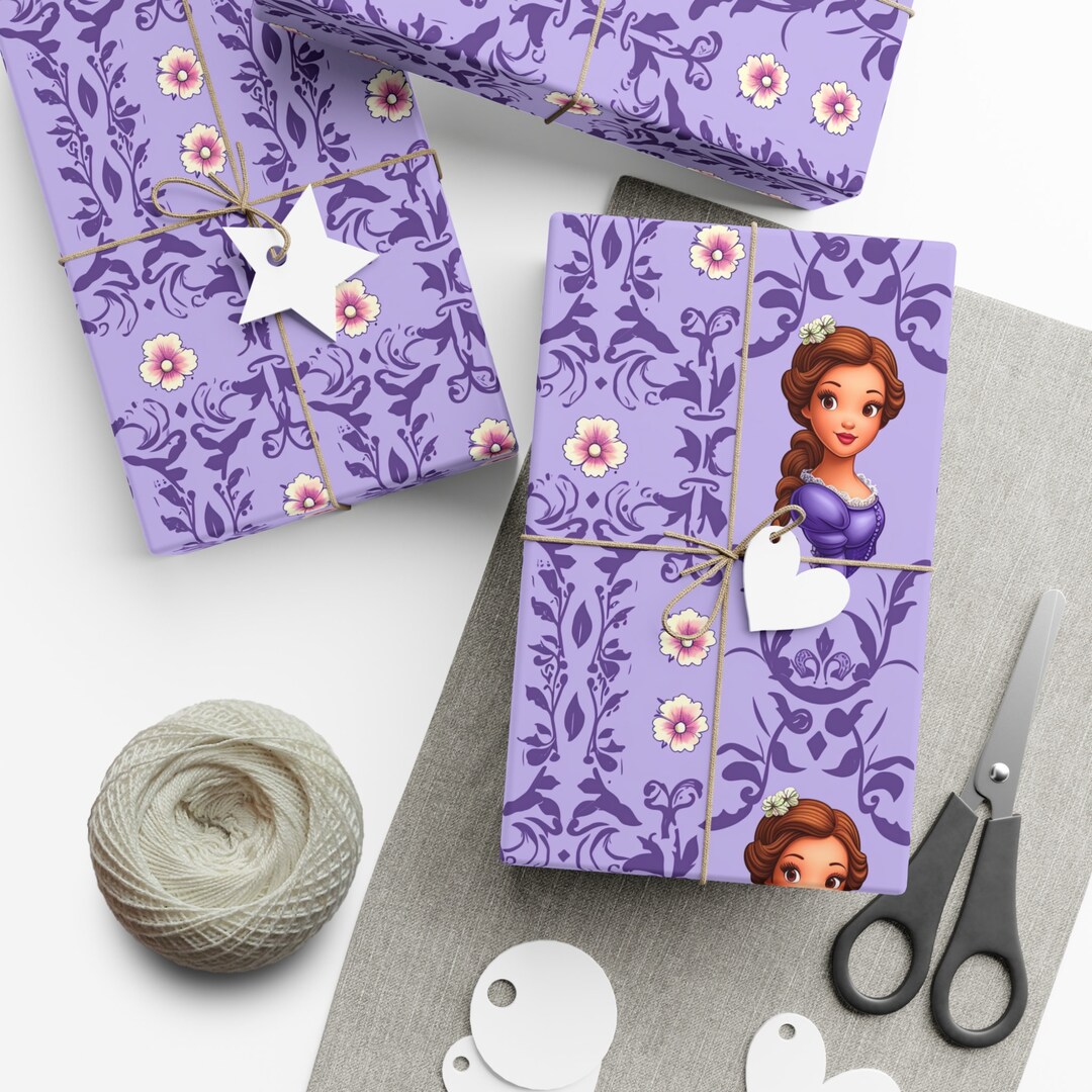 Floral Princess Wrapping Paper Elegant Gift Wrap Purple Royalty Party ...