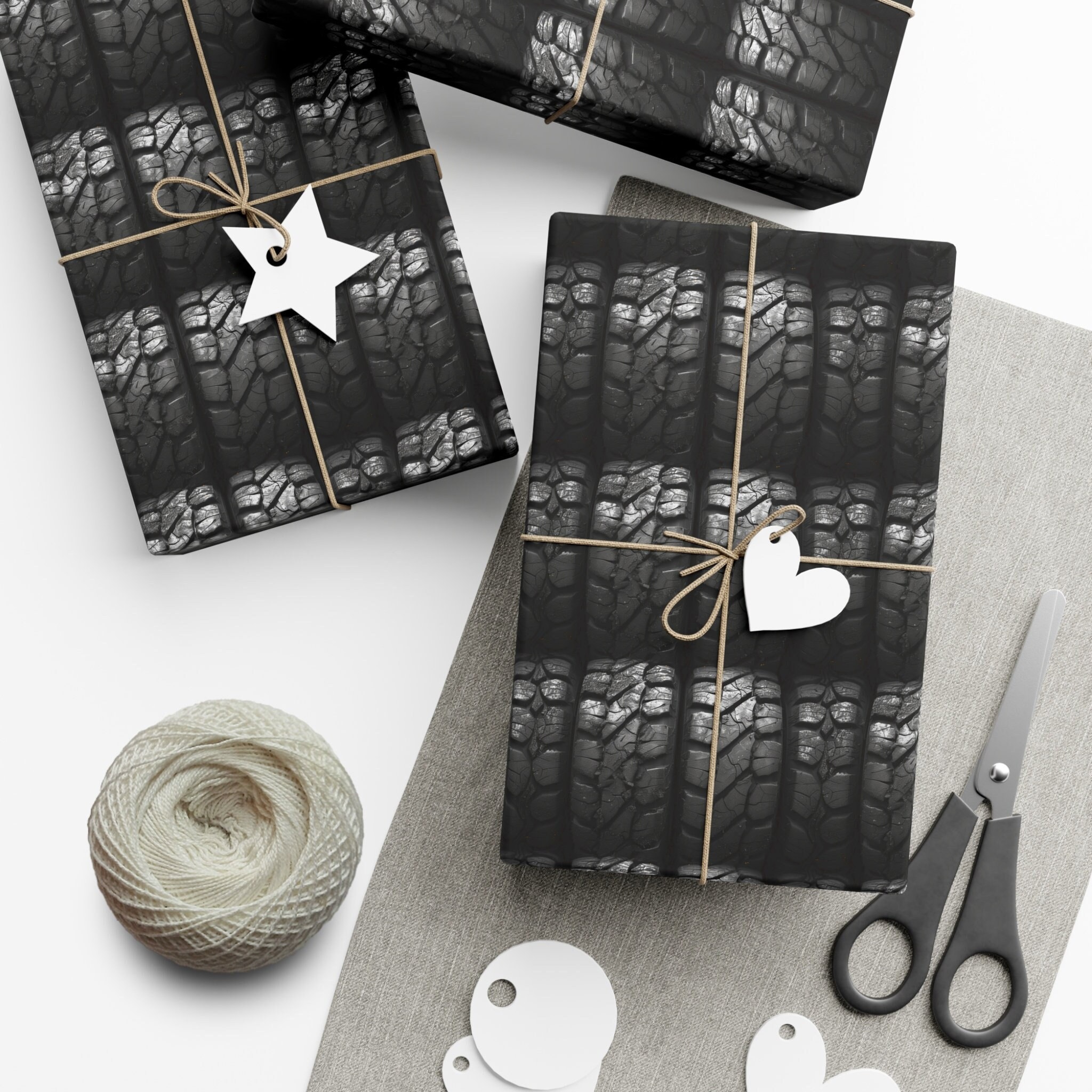 Black Tire Tread Wrapping Paper: Automotive Gift Wrap, Car Enthusiast ...