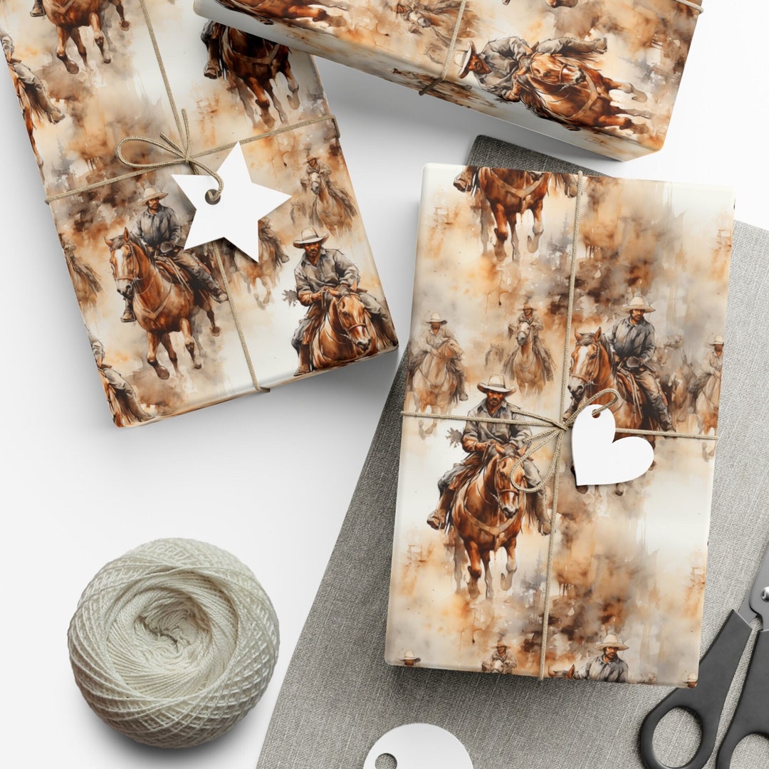 Cowboy Wrapping Paper Western Horse Riding Wrapping Paper Ranching ...