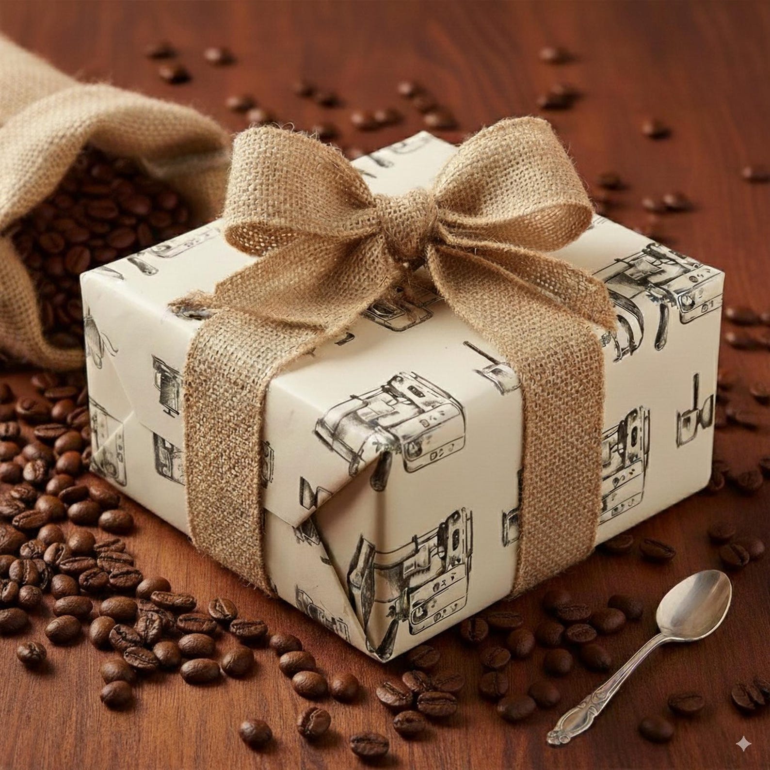 Retro Coffee Print Wrapping Paper: Espresso Brown Sketches - Etsy