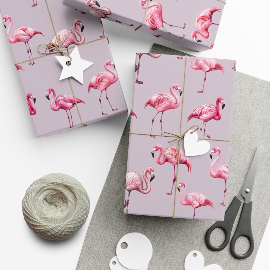 Pink Flamingo Wrapping Paper: Elegant Watercolor Bird Gift Wrap - Etsy