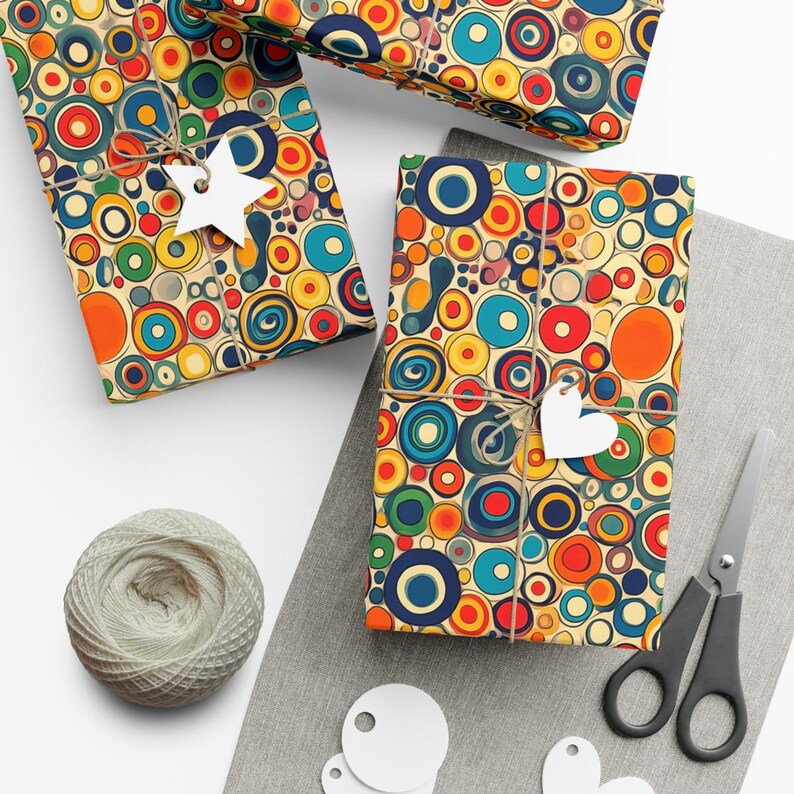 Retro Circles Wrapping Paper: Vibrant Art Deco Gift Wrap - Etsy