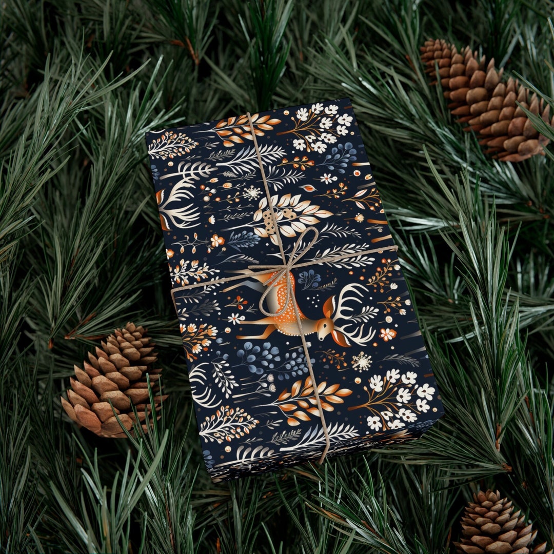 Christmas Wrapping Paper Masculine Gift Wrap Roll Deer Wrapping Paper ...